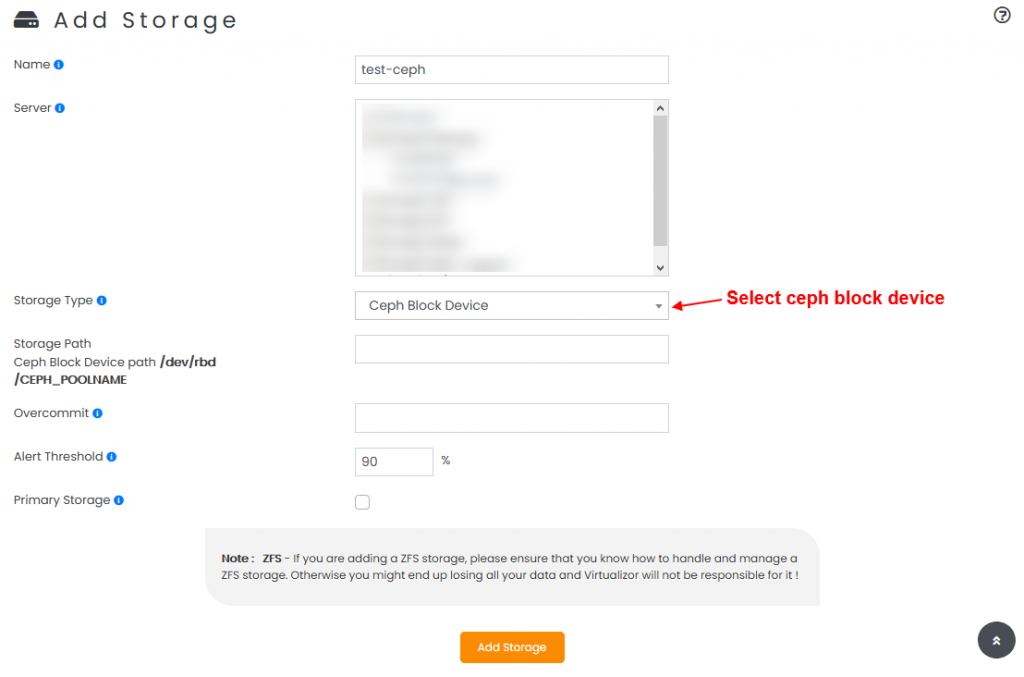 Add New Storage – Virtualizor