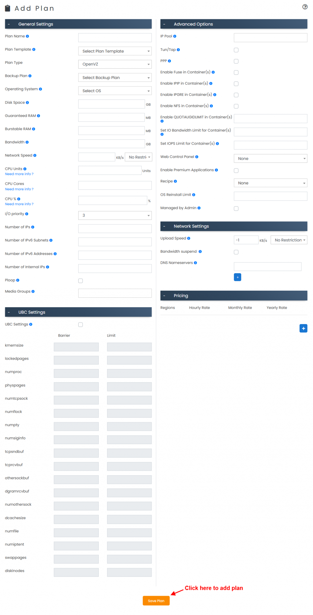 Adding A Plan – Virtualizor