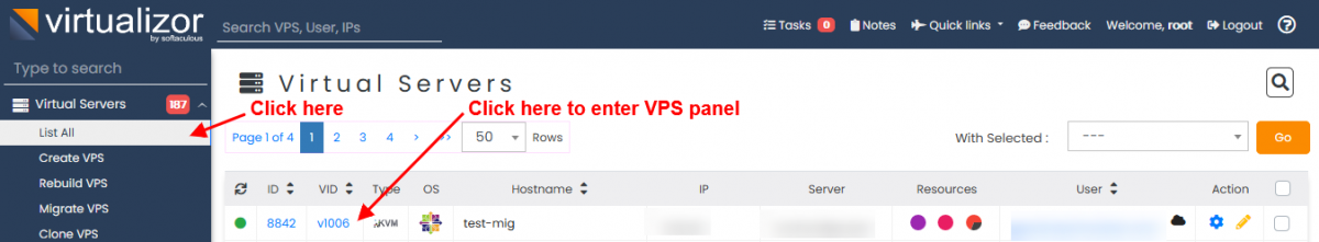 Enter VPS from Admin Panel – Virtualizor