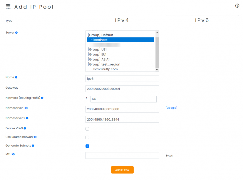 IPv6 Subnets – Virtualizor