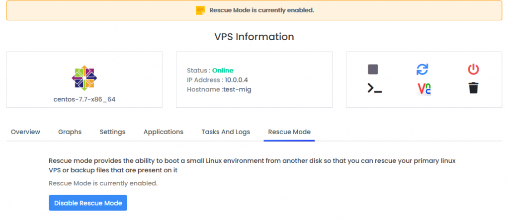 Rescue Mode – Virtualizor