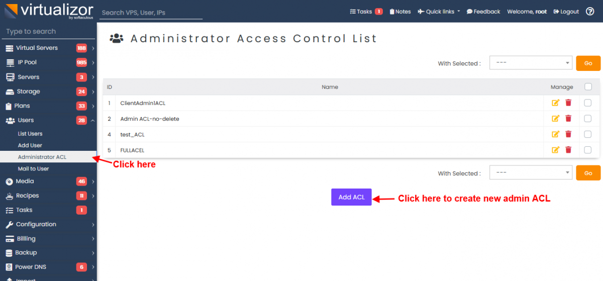 Administrator ACL – Virtualizor