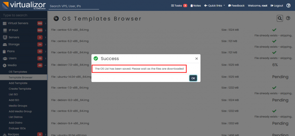 Ready Made OS Templates – Virtualizor
