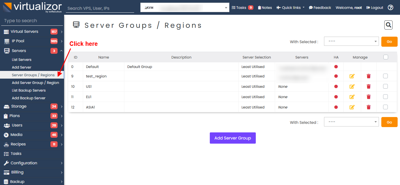 Server Groups – Virtualizor