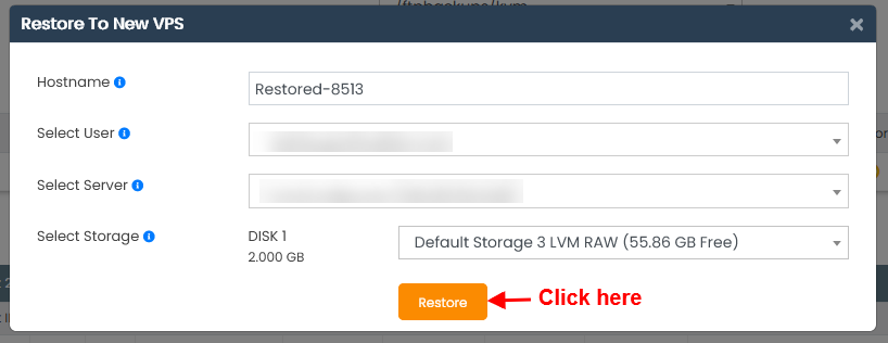 Restore VPS Backups – Virtualizor