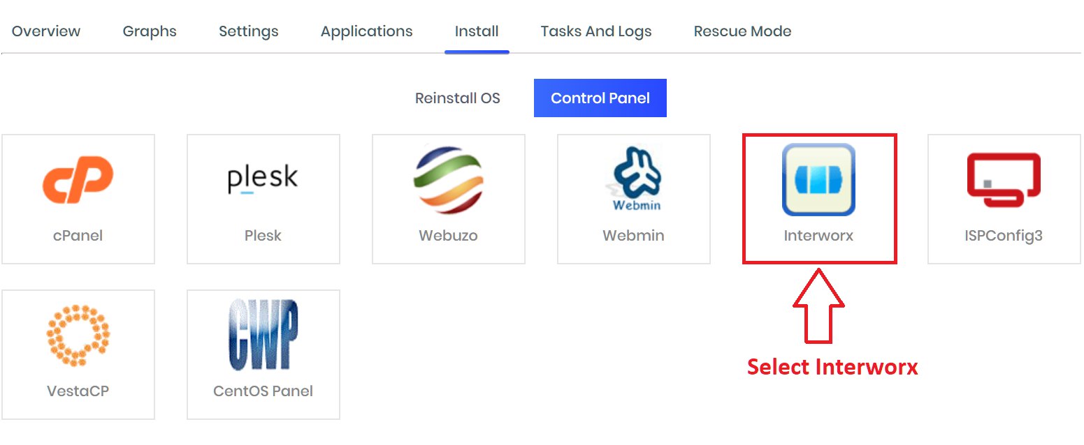 Installing Interworx from Virtualizor – Virtualizor