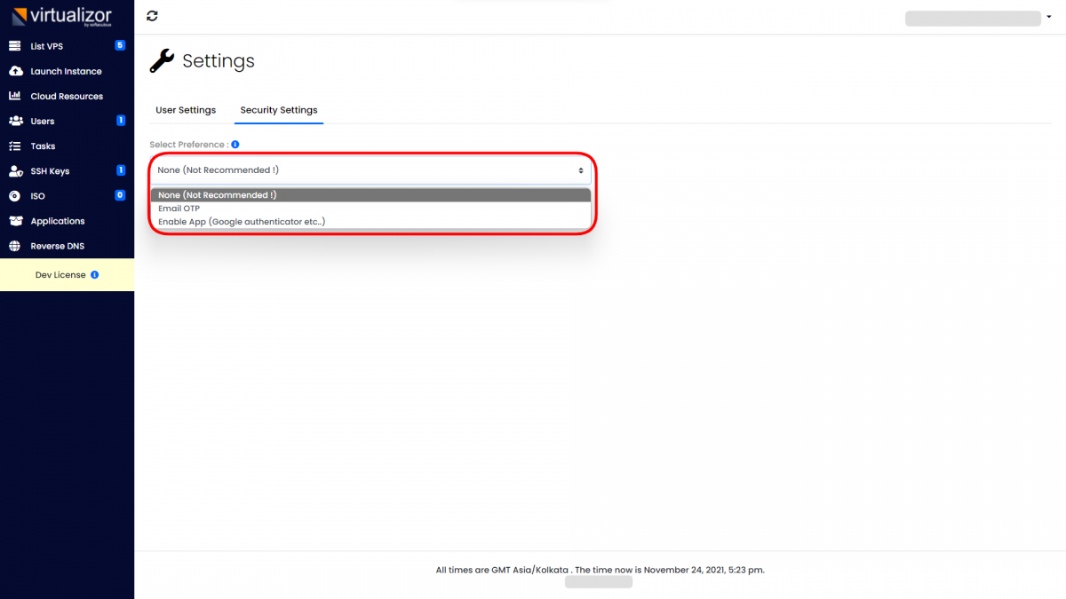 Two Factor Authentication (End User panel) – Virtualizor