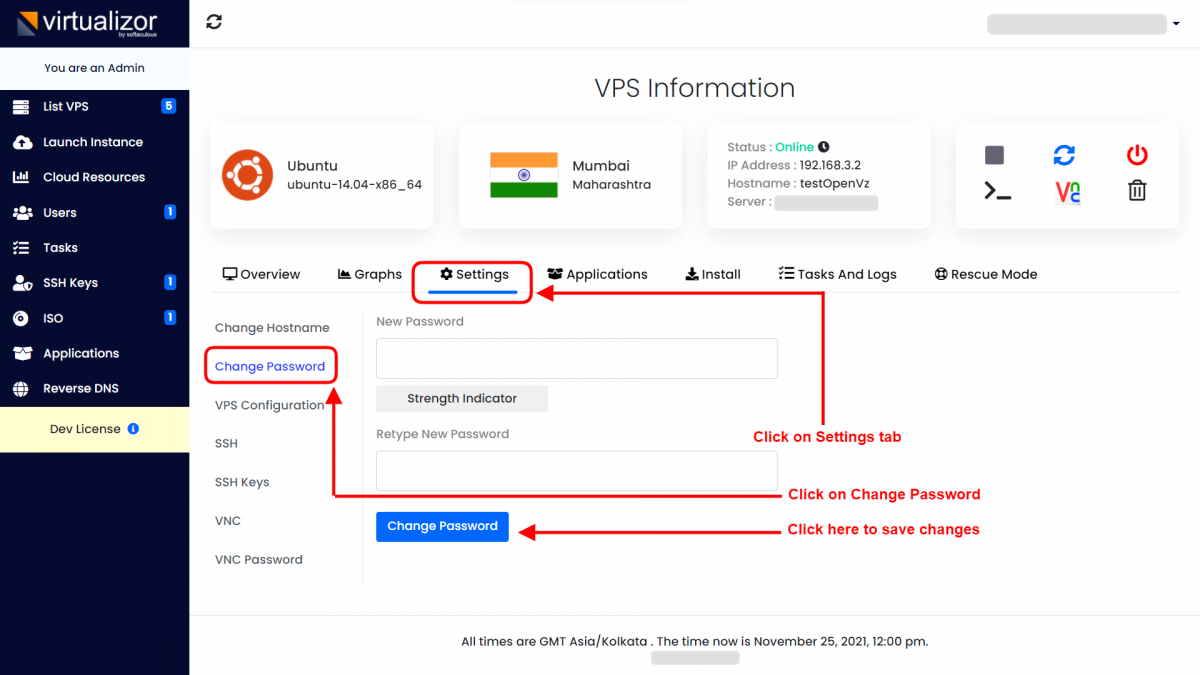 Change Root Password – Virtualizor